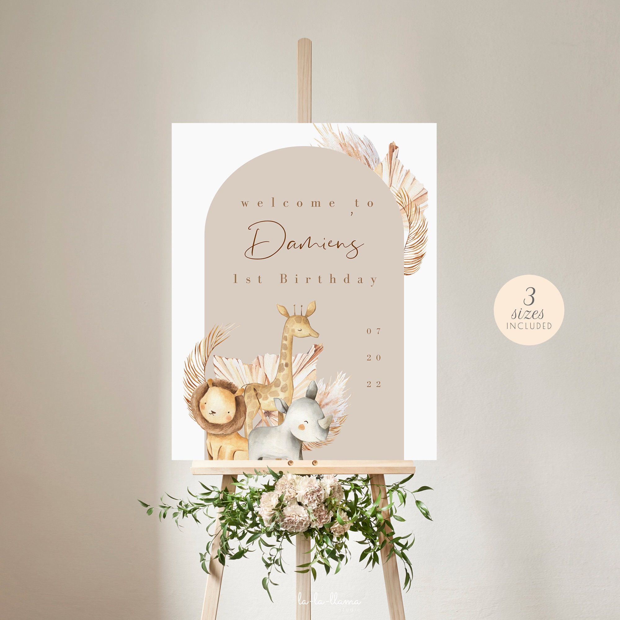 Boho Safari Birthday Welcome Sign Muted Jungle Animals Party - Etsy