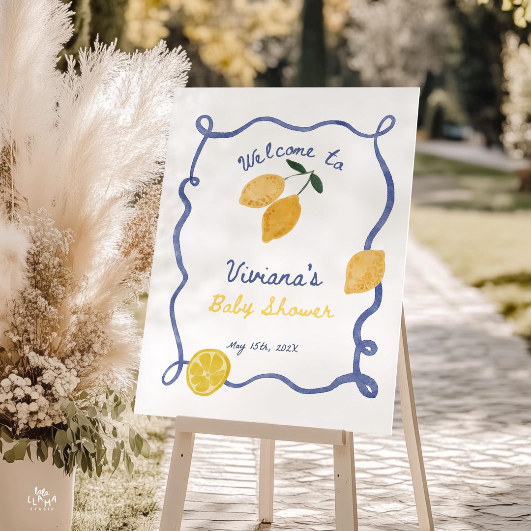 Italian Baby Shower Welcome Sign, Lemon Ciao Bambino Reception Board ...