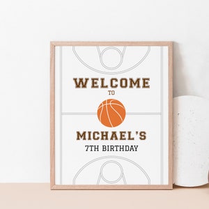 Editable Basketball Birthday Welcome Sign, Basketball Party Poster ...