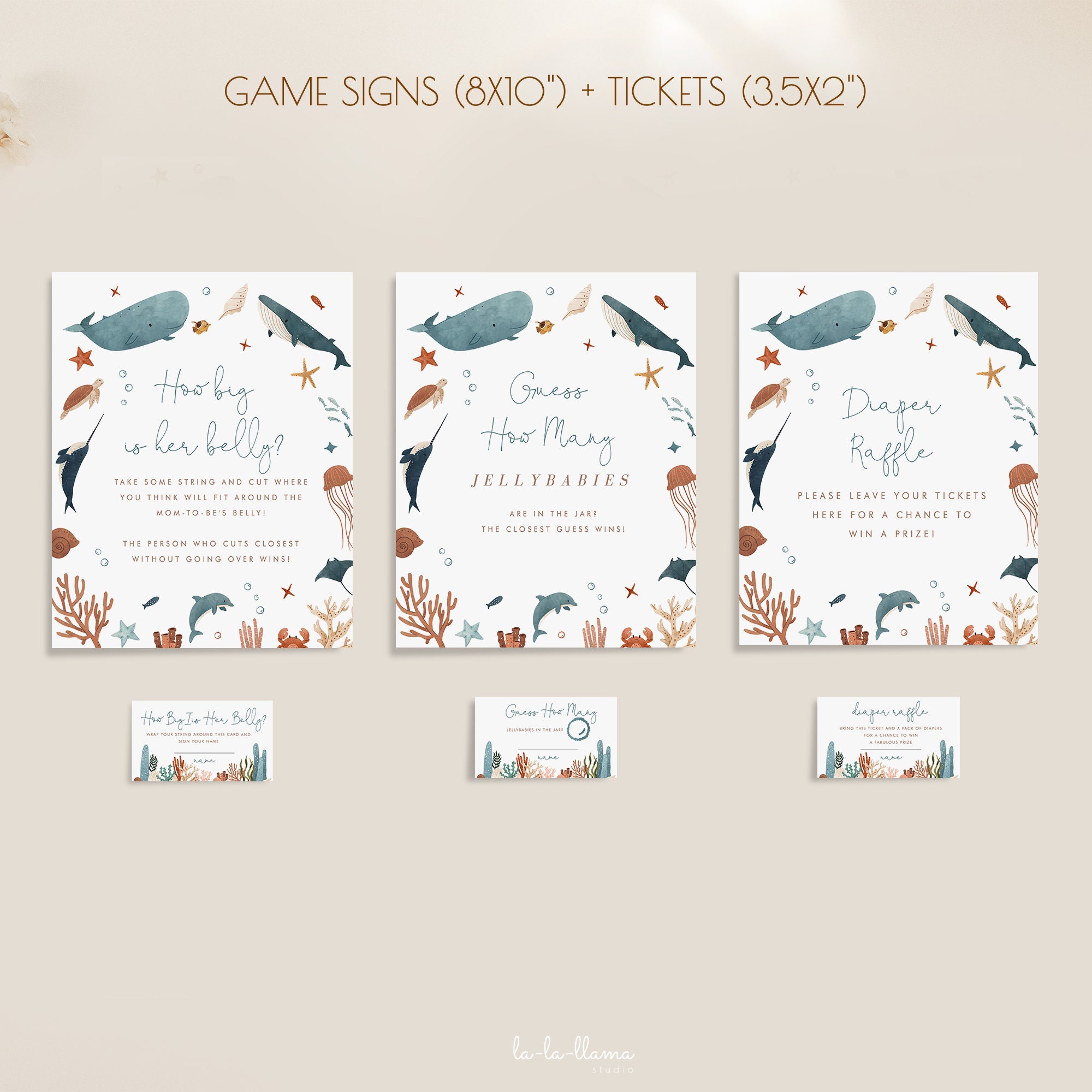 Editable Under the Sea Baby Shower Games Bundle: Ocean Animals (digital ...