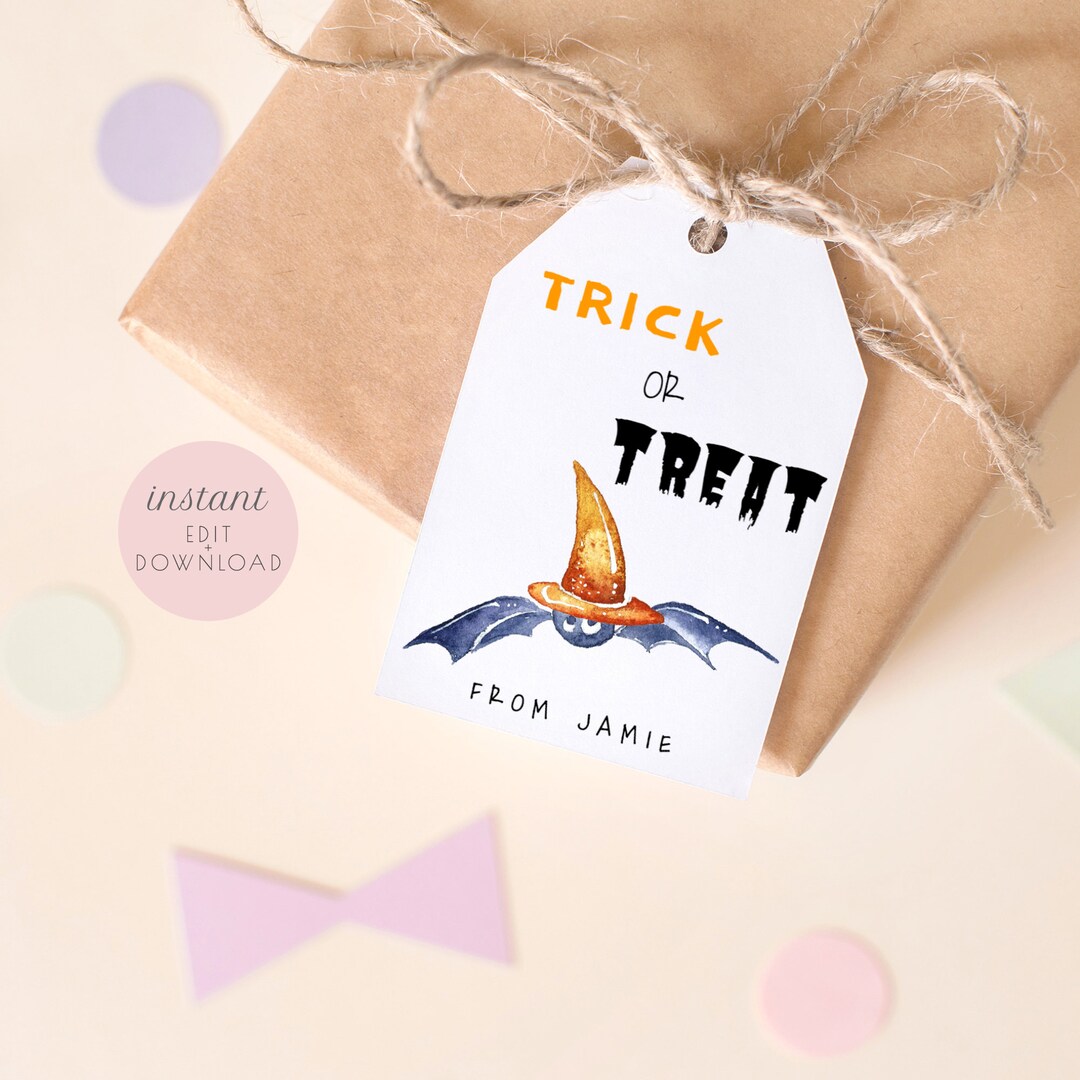 EDITABLE Trick or Treat Tags Printable, Halloween Decorations ...