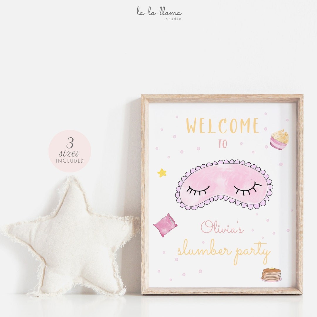 Sleepover Birthday Welcome Sign, Slumber Party Poster, Pyjama Birthday ...