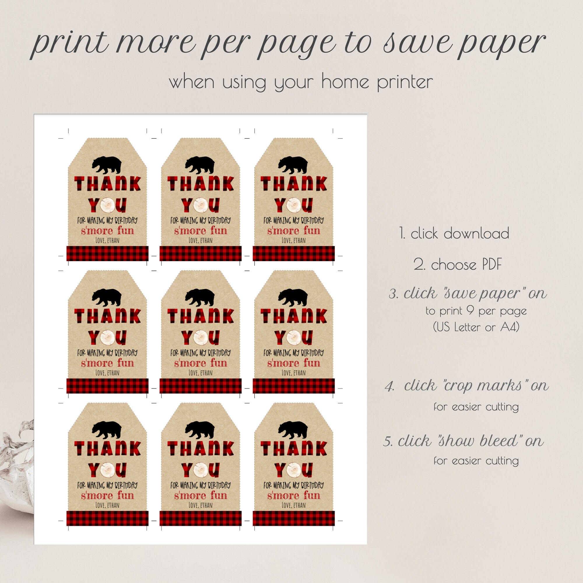 Editable Lumberjack Favor Tags Template Buffalo Plaid | Etsy