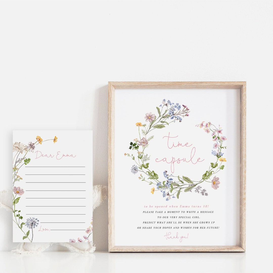 Wildflower Time Capsule Template, Boho Florals Baby Keepsake ...