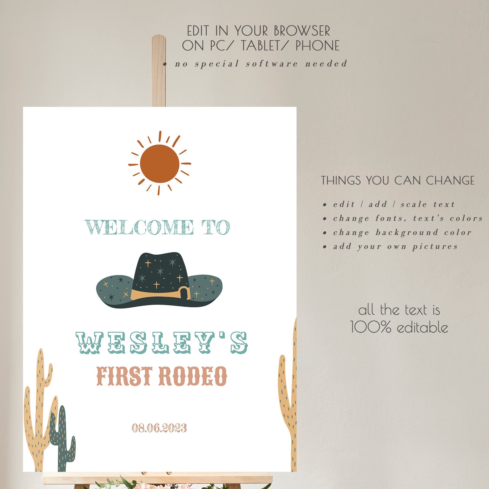 Editable Wild West Birthday Welcome Sign Western Party - Etsy