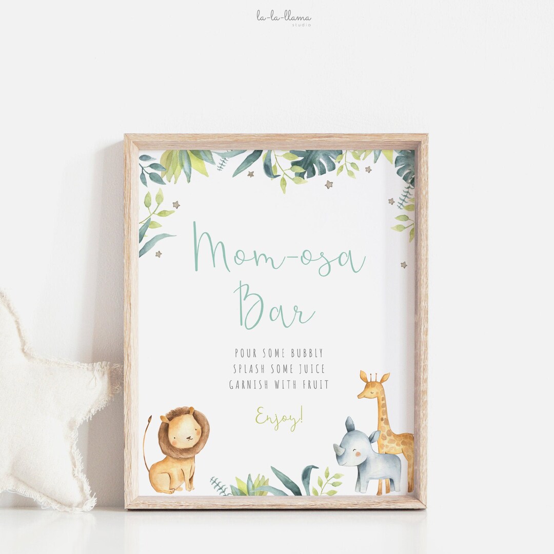 Safari Momosa Bar Sign Printable Jungle Animals Mom-osa Sign - Etsy