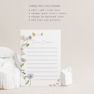 Wildflower Time Capsule Template, Boho Florals Baby Keepsake ...
