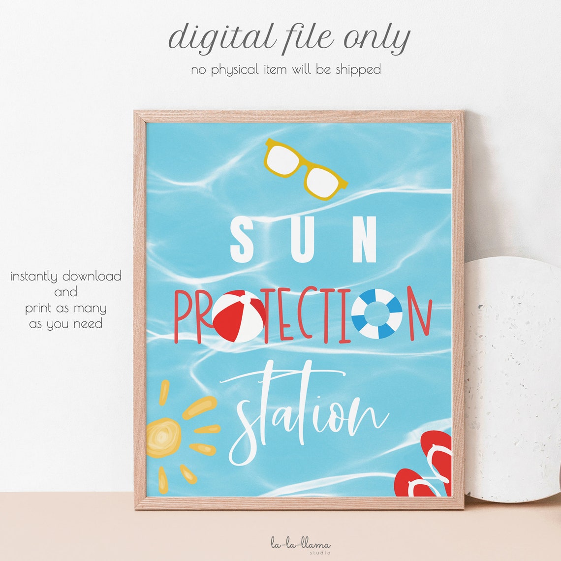 Sun Protection Station Sign Printable Pool Party Table Sign | Etsy