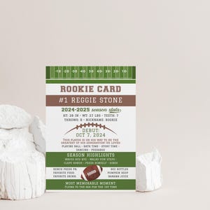 Football Player Card Editable, First Year Down Stats Card, Touchdown My ...