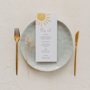 Editable Boho Sun Menu, 1st Trip Around the Sun Menu, Sunshine Let's ...