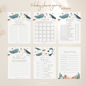 Editable Under the Sea Baby Shower Games Bundle, Ocean Animals Baby ...