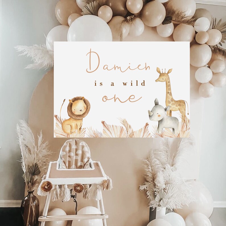Boho Safari Backdrop Template Muted Wild One Dessert Table - Etsy