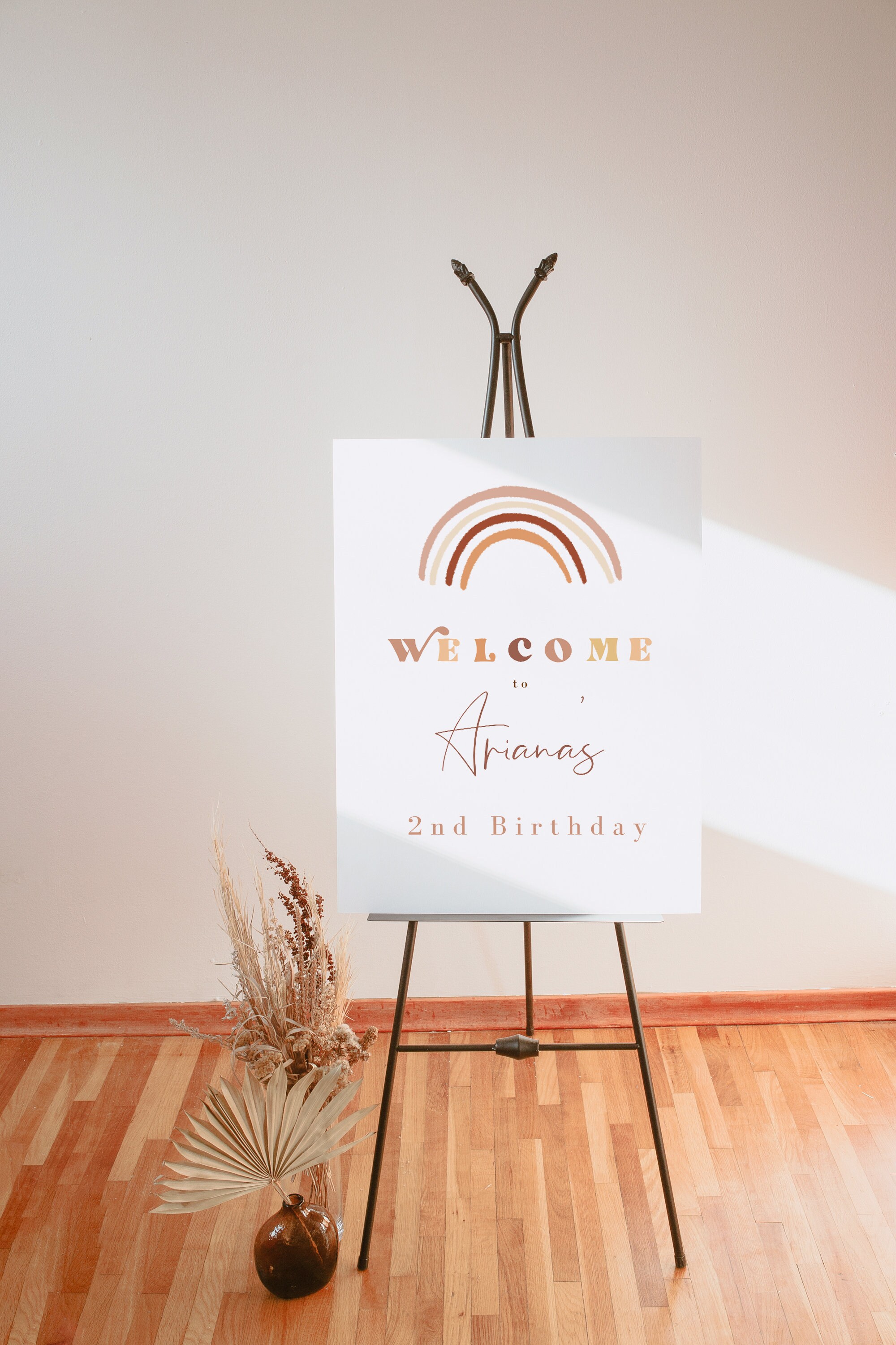 Boho Rainbow Birthday Welcome Sign Rainbow Party Poster | Etsy