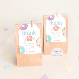 Editable Donut Favor Tags, Printable Donut Thank You, Pastel Donut ...