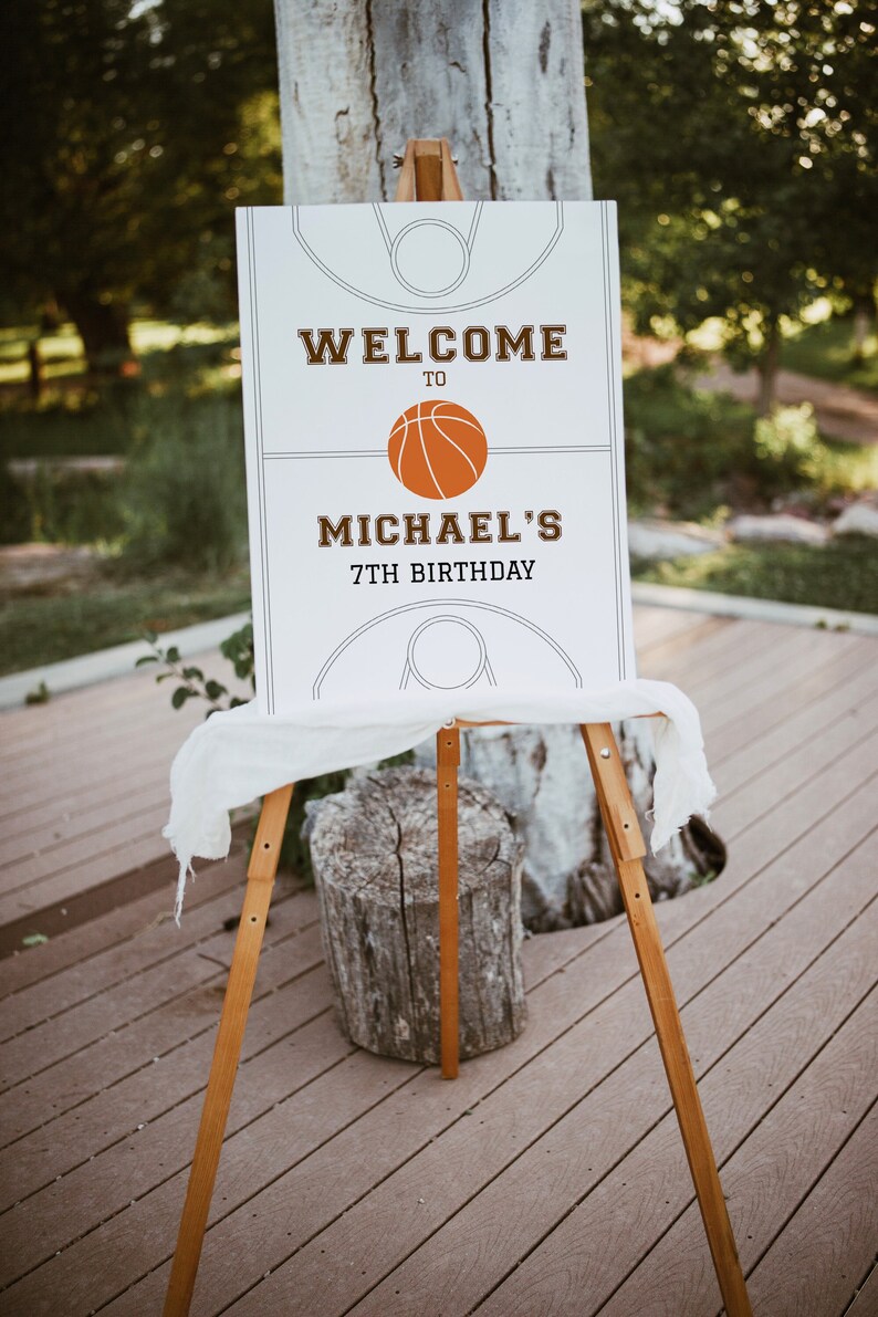 Editable Basketball Birthday Welcome Sign, Basketball Party Poster ...