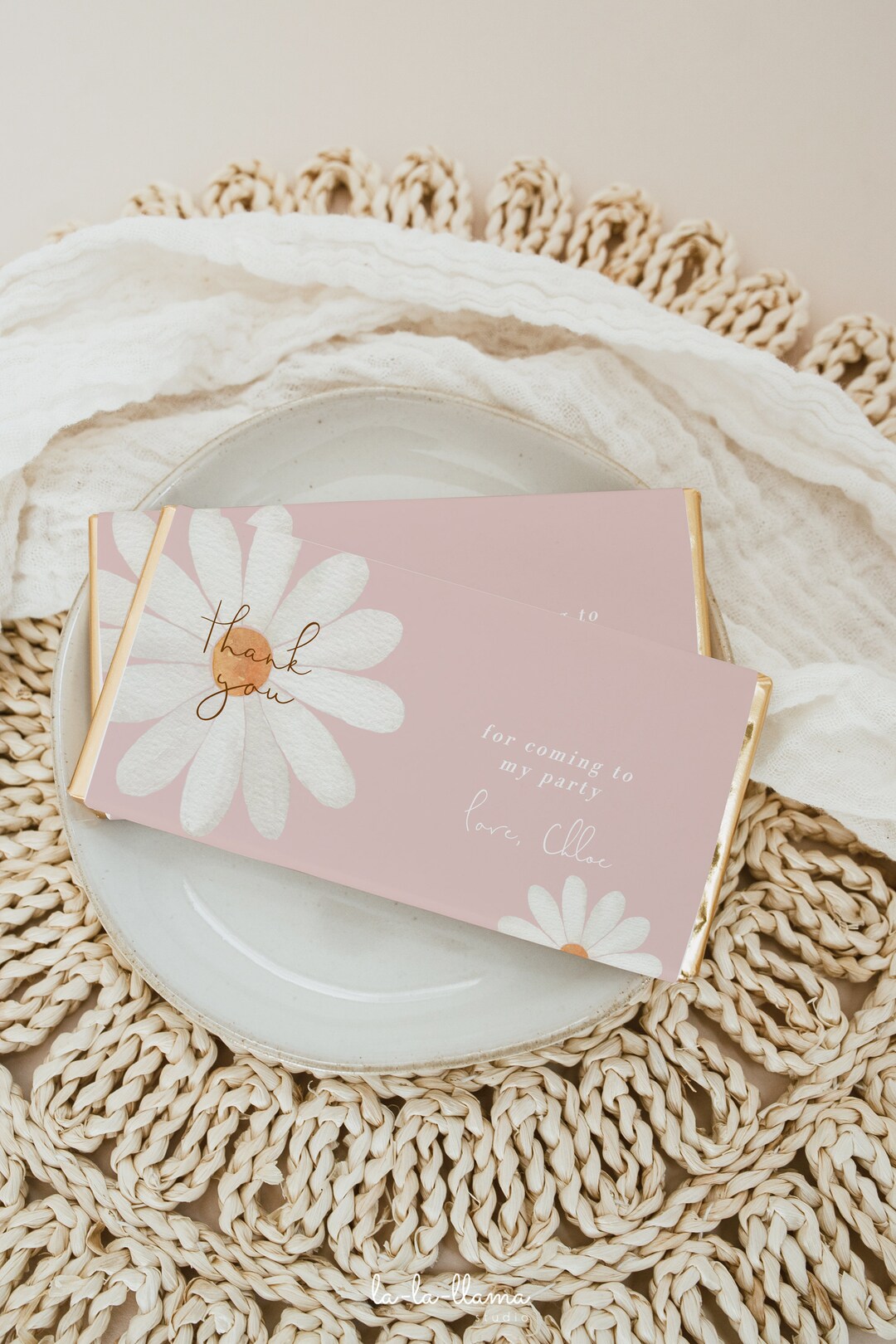 Editable Boho Daisy Chocolate Wrapper Template, Wildflower Birthday ...