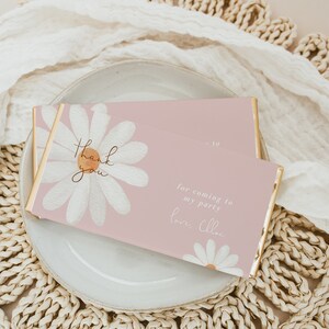 Editable Boho Daisy Chocolate Wrapper Template, Wildflower Birthday ...