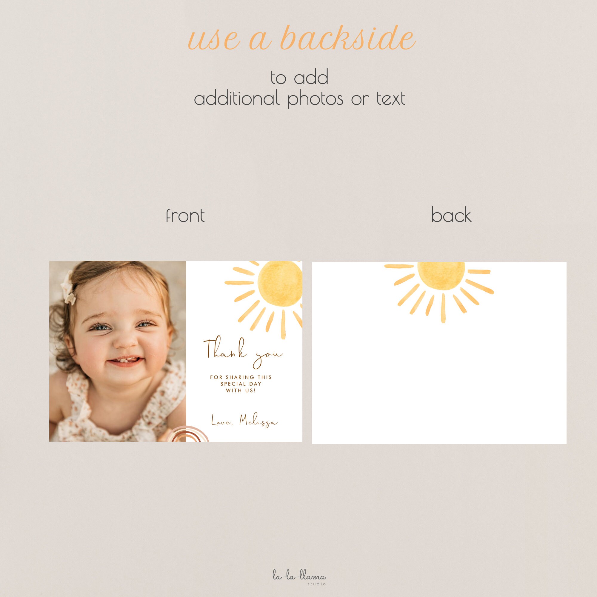 Sun Photo Thank You Card Template 1st Trip Around the Sun - Etsy