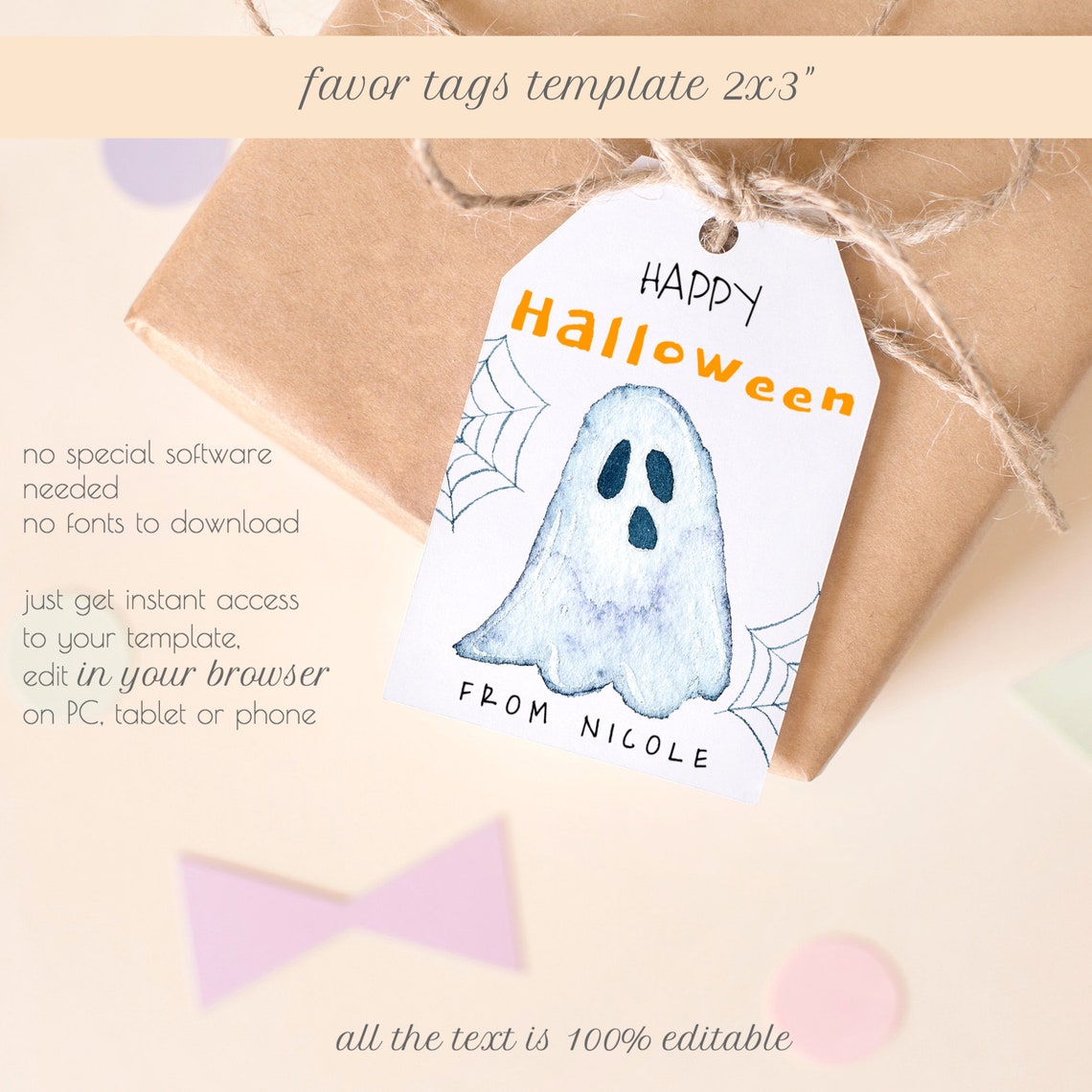EDITABLE Halloween Tags Printable Halloween Decorations - Etsy