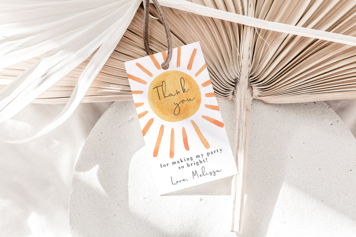 Sun Birthday Favor Tags Template Sunshine Gift Labels First - Etsy