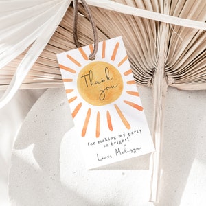 Sun Birthday Favor Tags Template, Sunshine Gift Labels, First Trip ...