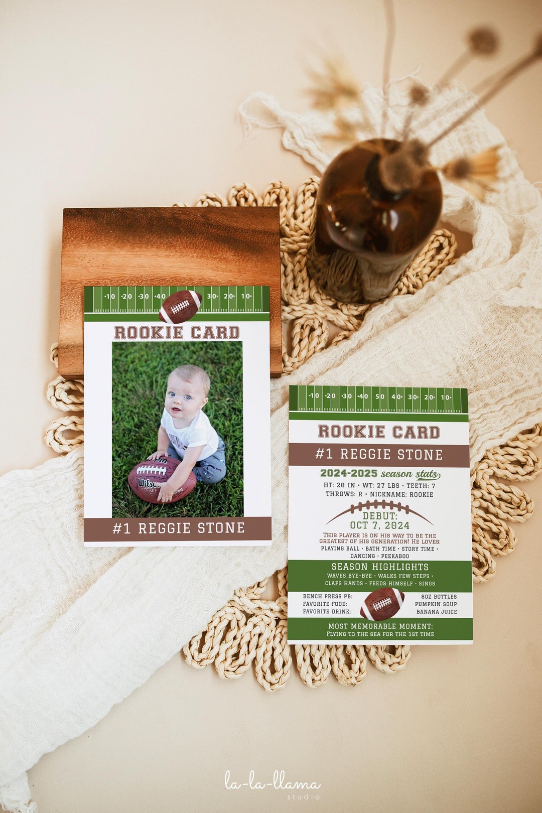 Football Player Card Editable, First Year Down Stats Card, Touchdown My ...