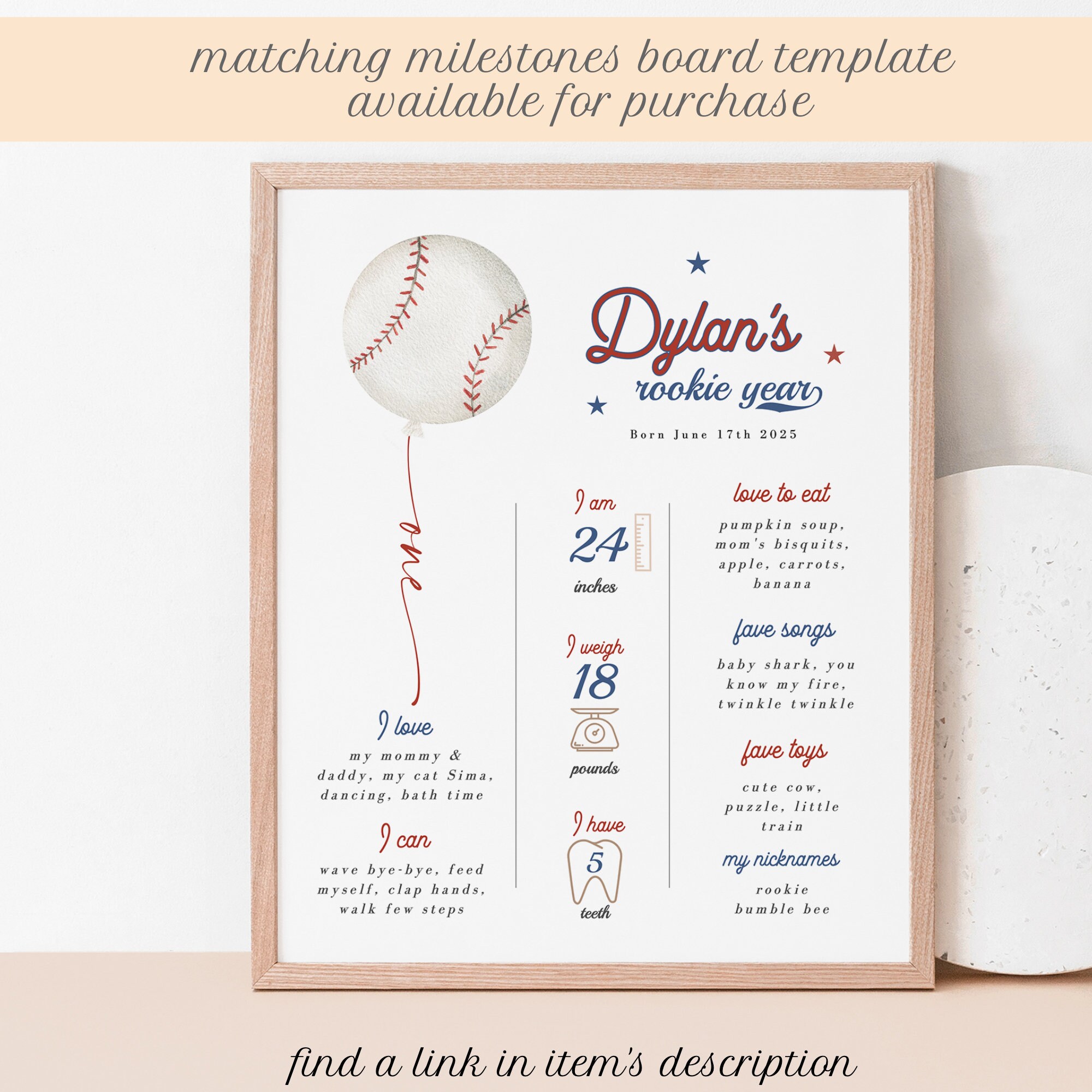 Baseball Time Capsule Template Rookie of the Year First - Etsy