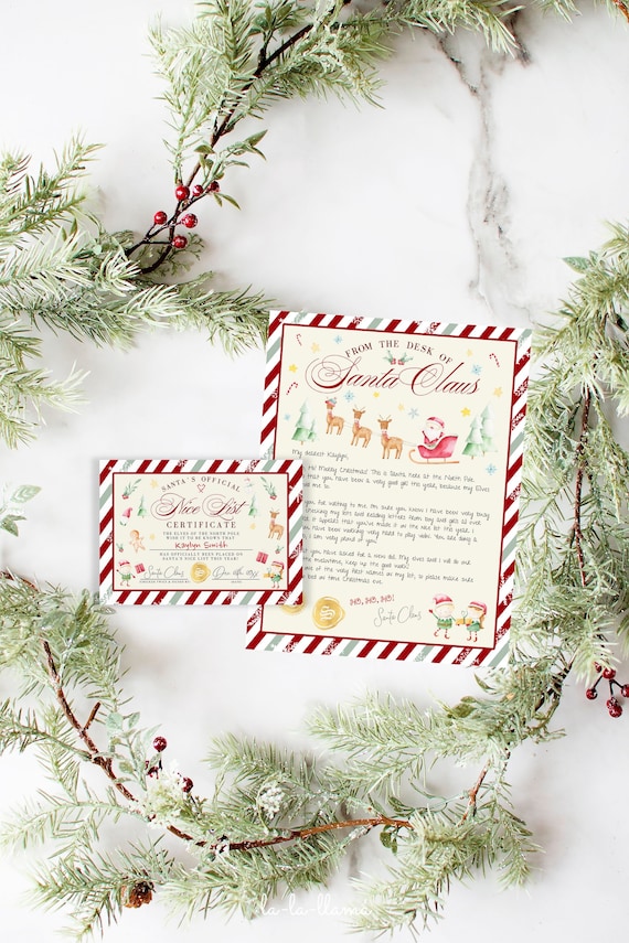 Instant Download Editable Letter From Santa Kit Nice List - Etsy