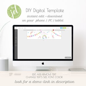 Pastel Rainbow Water Bottle Labels EDITABLE, Rainbow Party Decor Girl ...