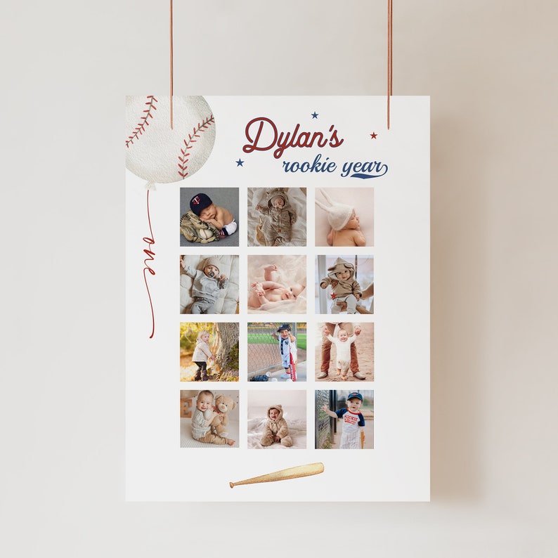 Baseball First Year Photo Collage Template Rookie of the Year - Etsy