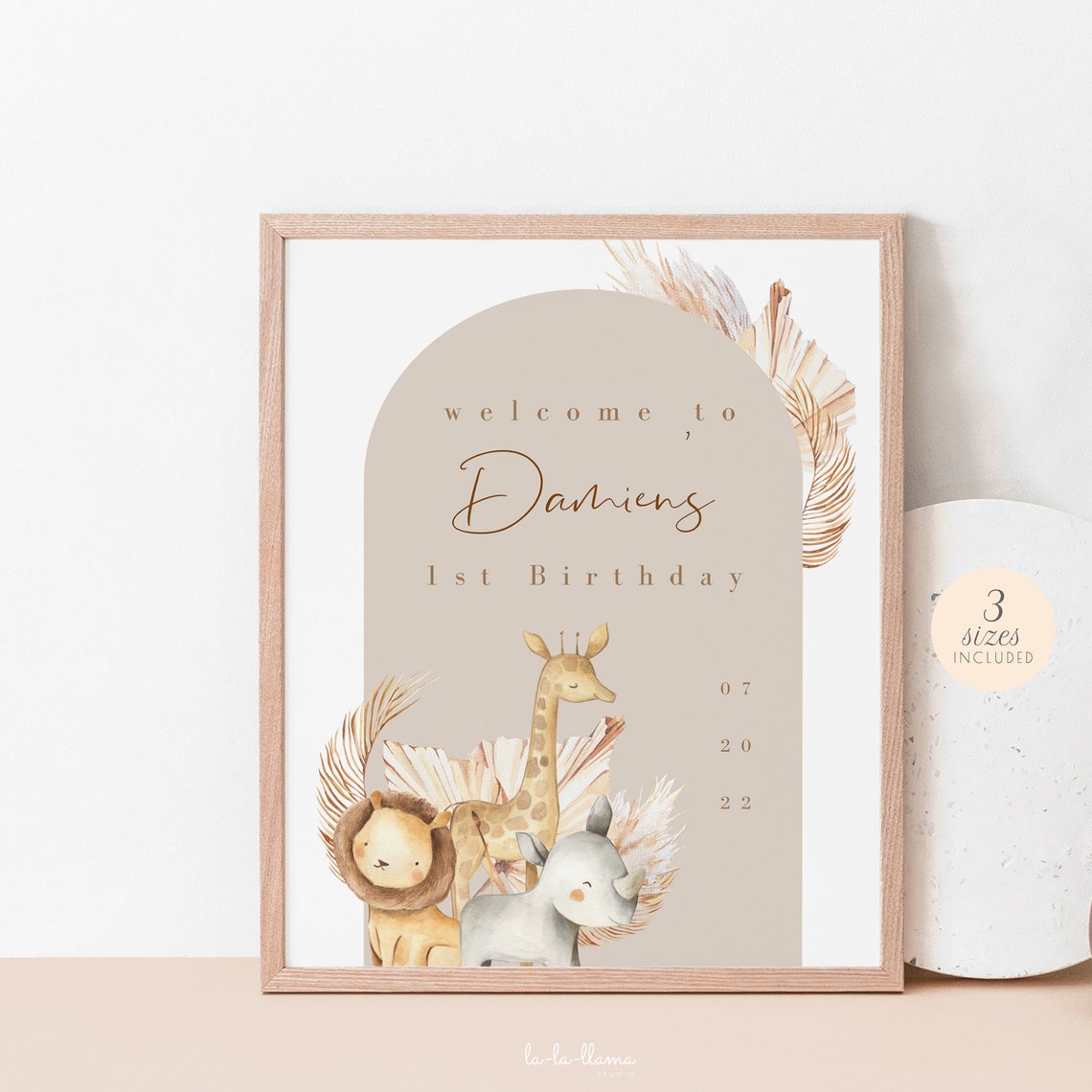 Boho Safari Birthday Welcome Sign Muted Jungle Animals Party - Etsy