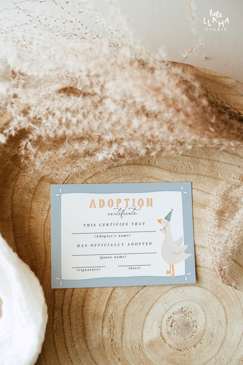 Adopt a Goose Party Game: Sign & Certificate Template (digital Download ...