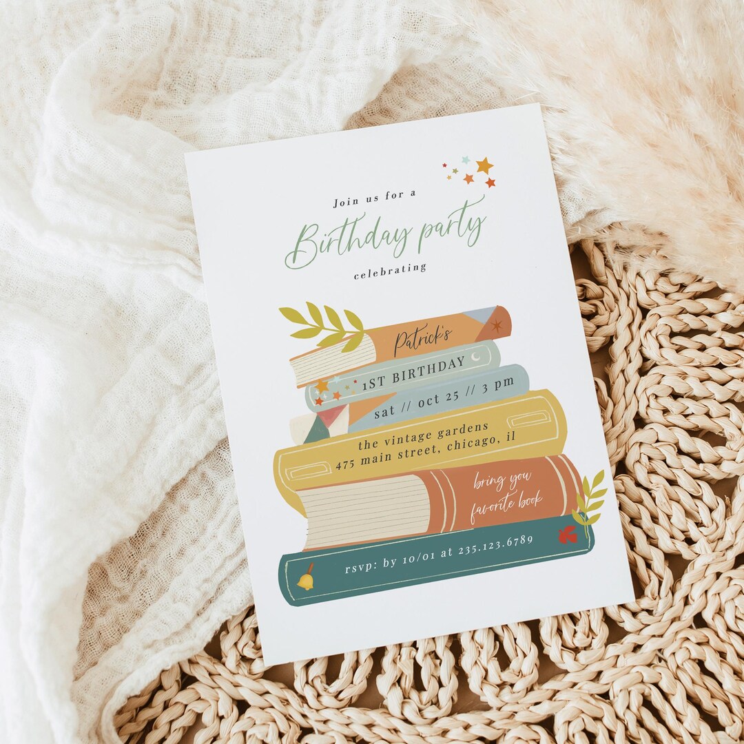 Storybook Birthday Invitation Editable: Book Chapter Evite Boy ...