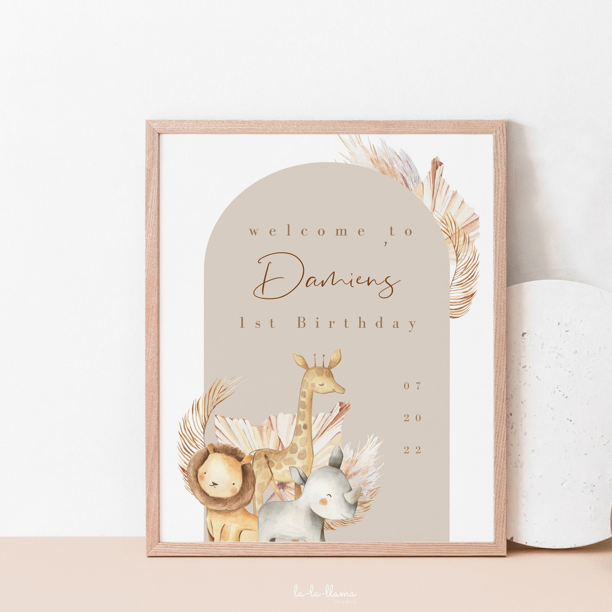 Boho Safari Birthday Welcome Sign Muted Jungle Animals Party - Etsy