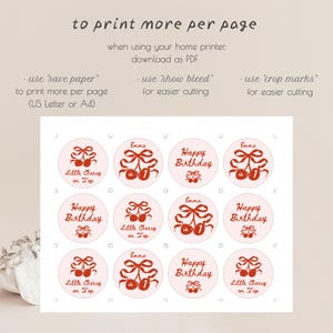 Cherry on Top Birthday Cupcake Toppers Editable, Little Cherry and Bow ...