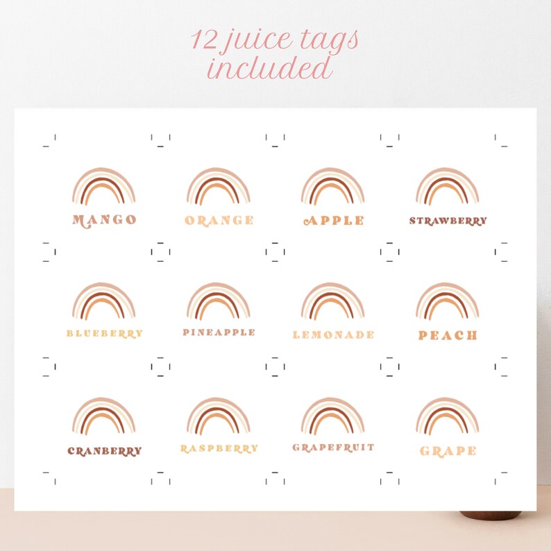 Rainbow Momosa Bar Sign & Juice Tags Printable Boho Rainbow - Etsy