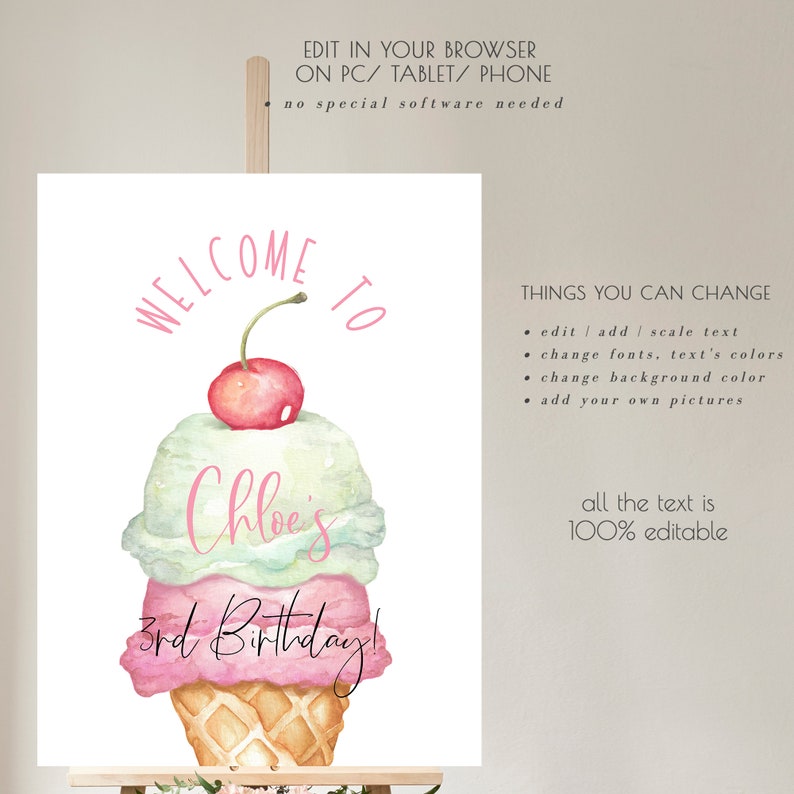 Here's the Scoop Birthday Welcome Sign Ice Cream Welcome | Etsy