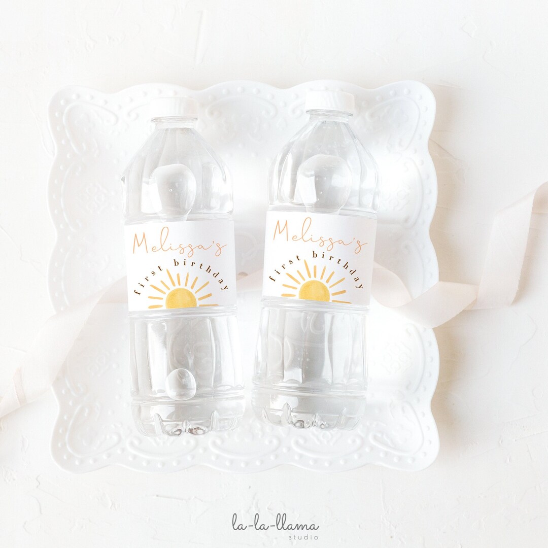 Sun Water Bottle Labels EDITABLE, Sunshine Party Decor Printable, First ...