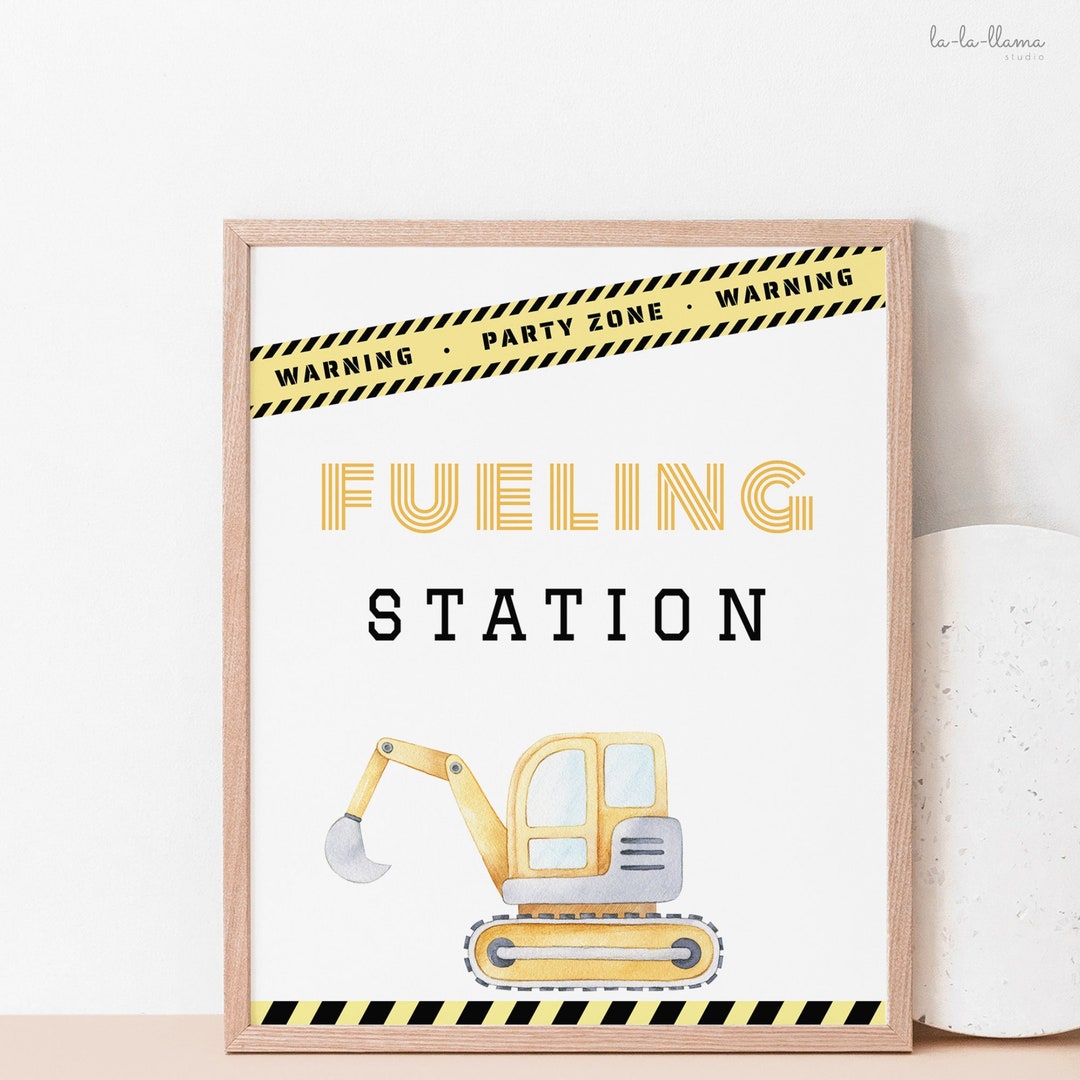 Construction Party Sign, Fueling Station Sign, Construction Party Table ...