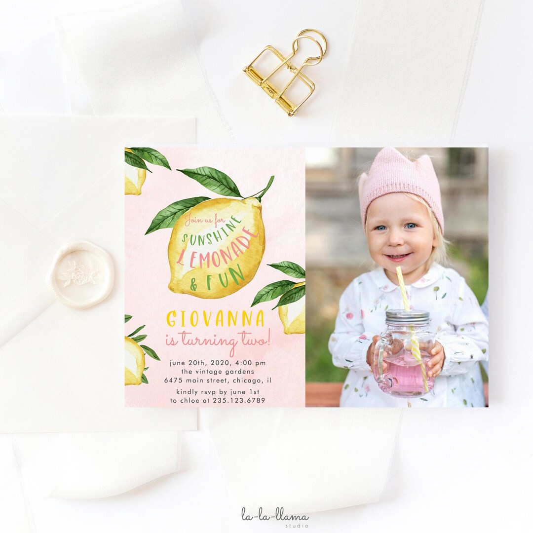 Lemonade Birthday Invitation Photo Template, Lemonade Stand Invite ...
