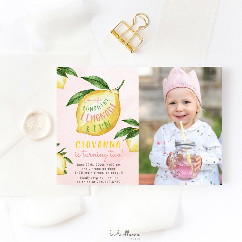Lemonade Birthday Invitation Photo Template Lemonade Stand | Etsy