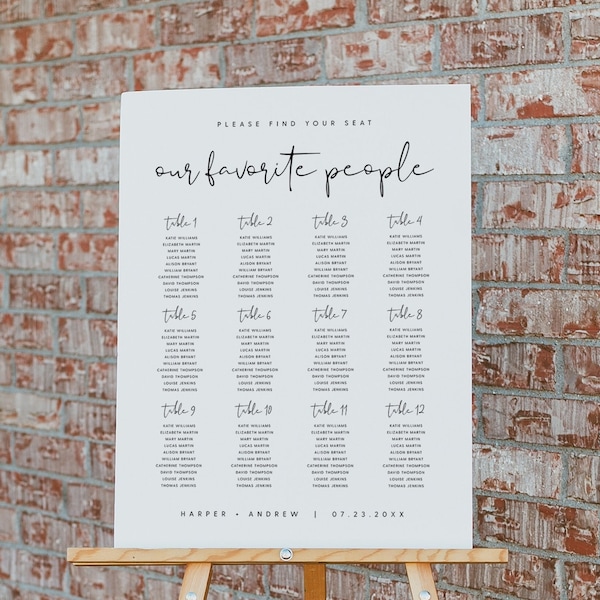 Our Favorite People Seating Chart - Etsy