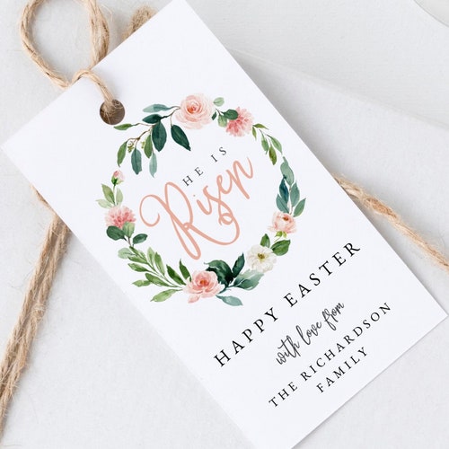 Religious Easter Gift Tag He is Risen Easter Favor Tag - Etsy