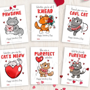 Printable Cat Pun Valentine's Day Cards, Classroom Valentine's Day ...