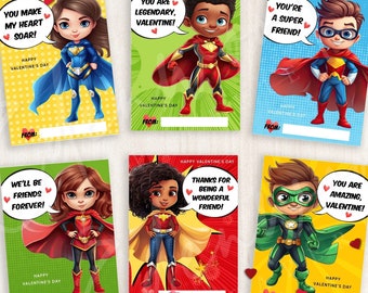Printable Superhero Valentine's Day Cards, Classroom Valentine's Day ...