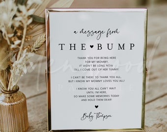 Message From the Bump Sign, Printable Baby Shower Bump Sign, Thank You ...