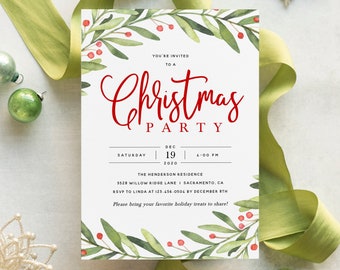 EDITABLE Christmas Open House Invitation Christmas Party Invite Holiday ...