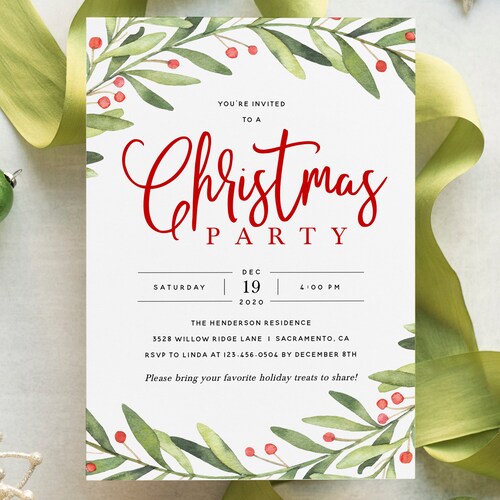 EDITABLE Christmas Party Invitation Template Holiday Party - Etsy
