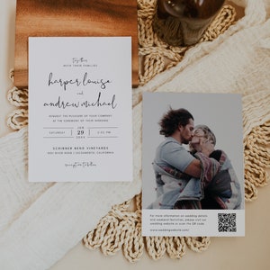 QR Code Wedding Invitation Template, Modern Wedding Invitation With QR ...