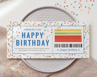 Printable Birthday Coupon Template, Birthday Gift Certificate, Editable Birthday Coupon ...